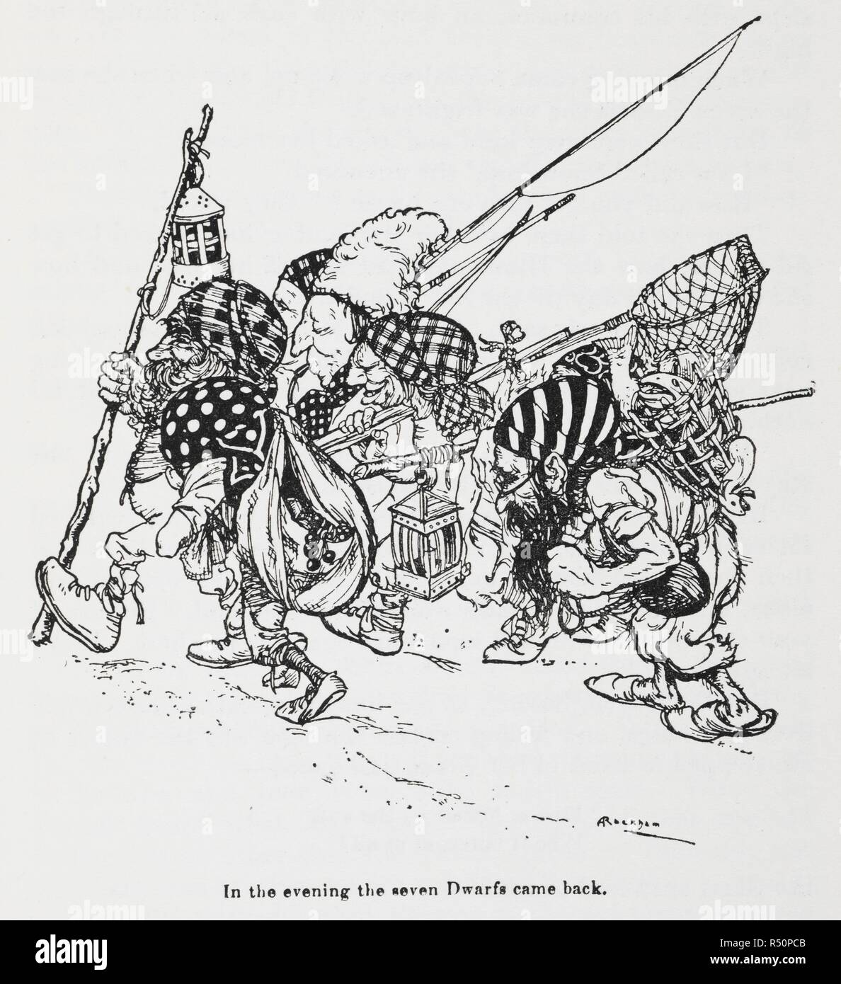 The seven dwarfs from Snowdrop (Snow White). Grimm's Fairy Tales ...