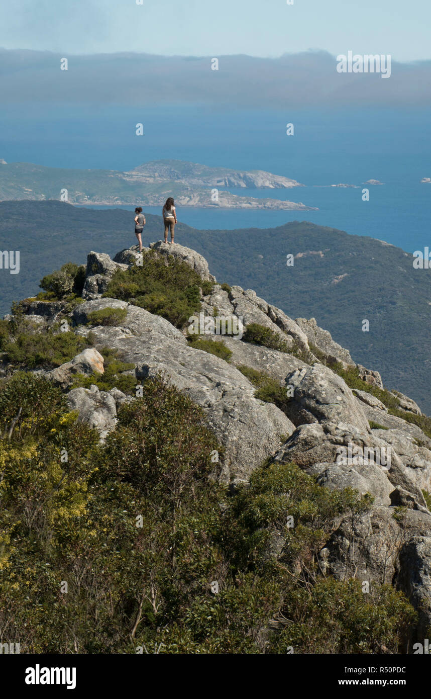 Girls on the summit of mt Oberon, Wilsons Promontory National Park ...
