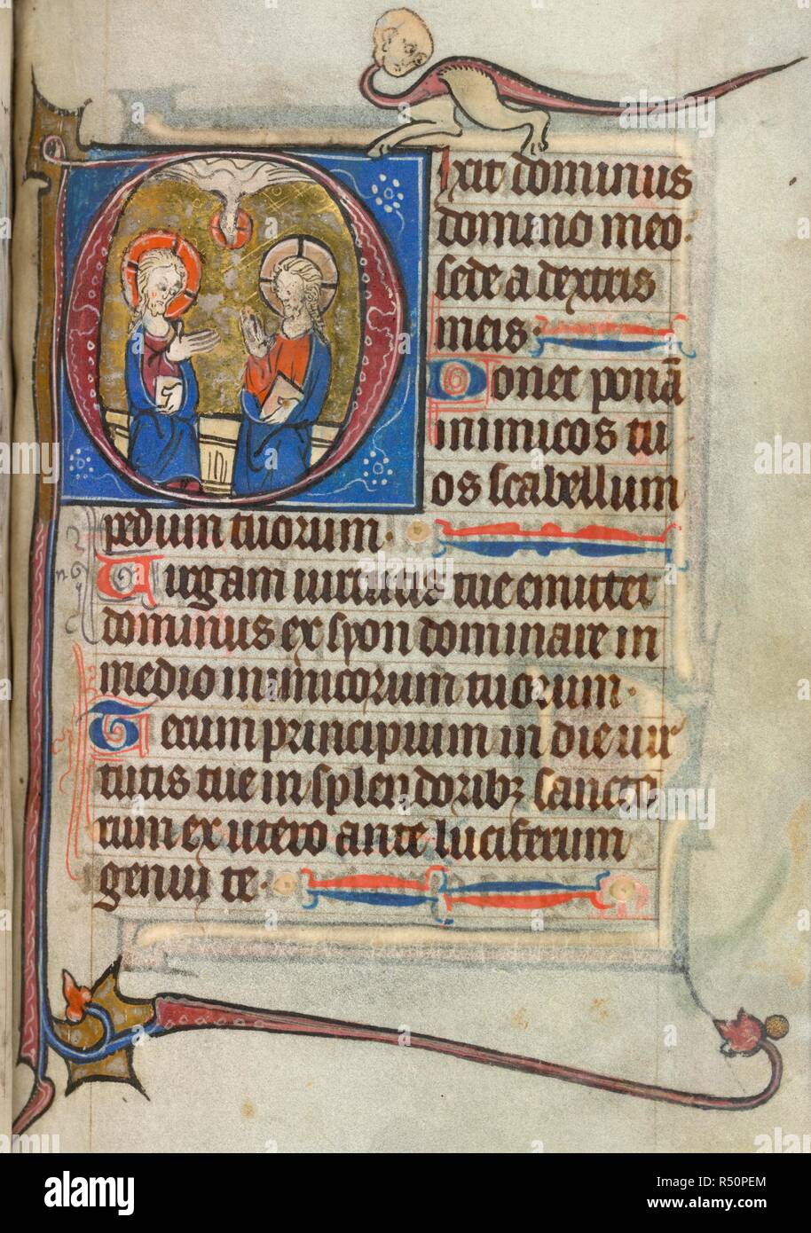 Historiated initial 'D'(ixit) of the Trinity, with a partial border ...
