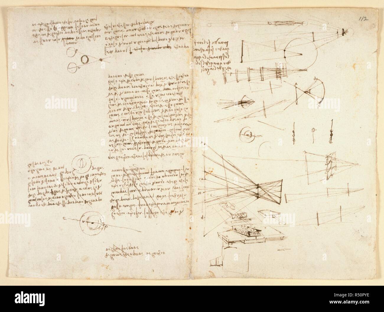 Drawings by Leonardo Da Vinici on on the mechanical powers and forces ...