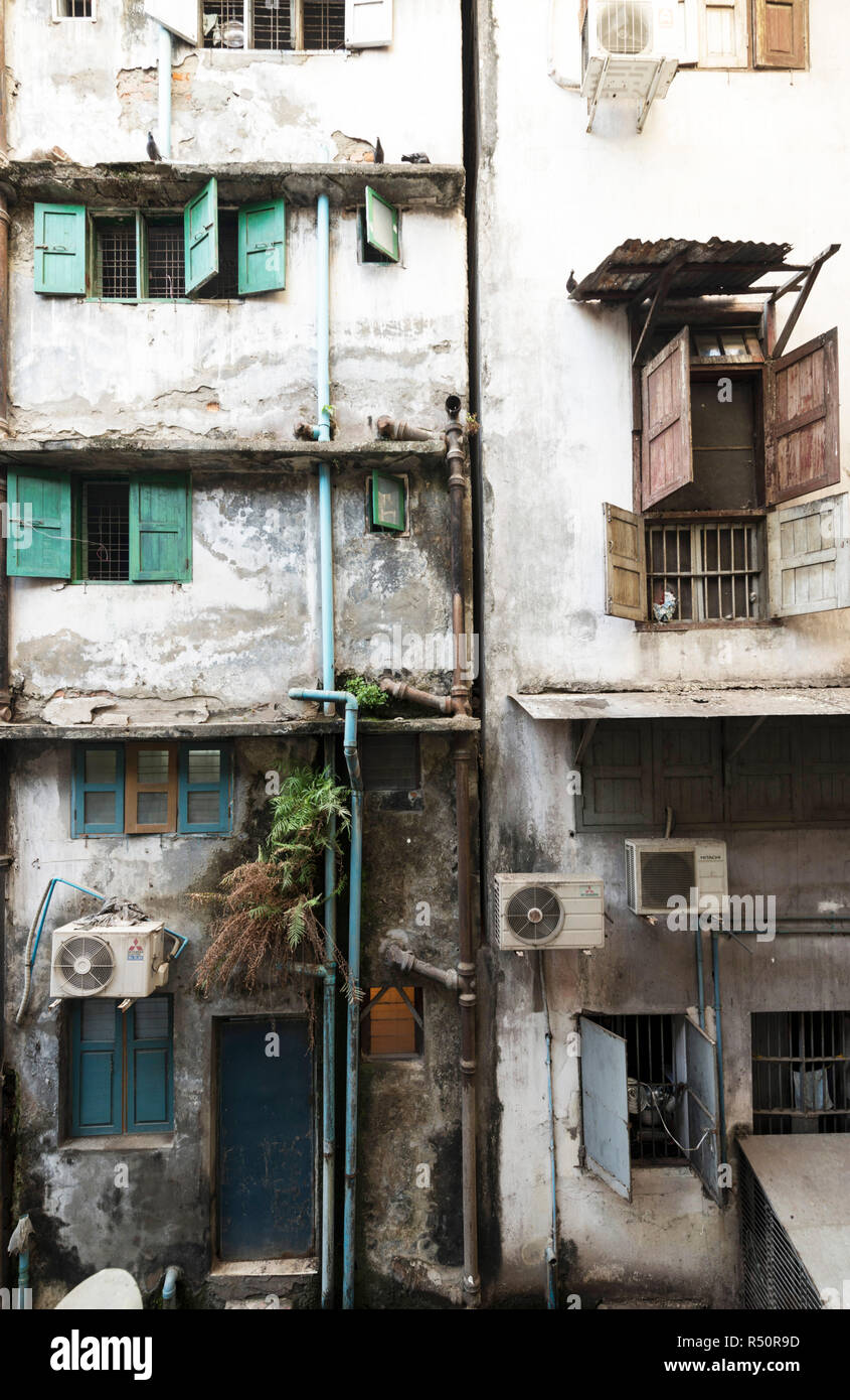 Yangon buildings, poor and dirty, Myanmar Stock Photo - Alamy