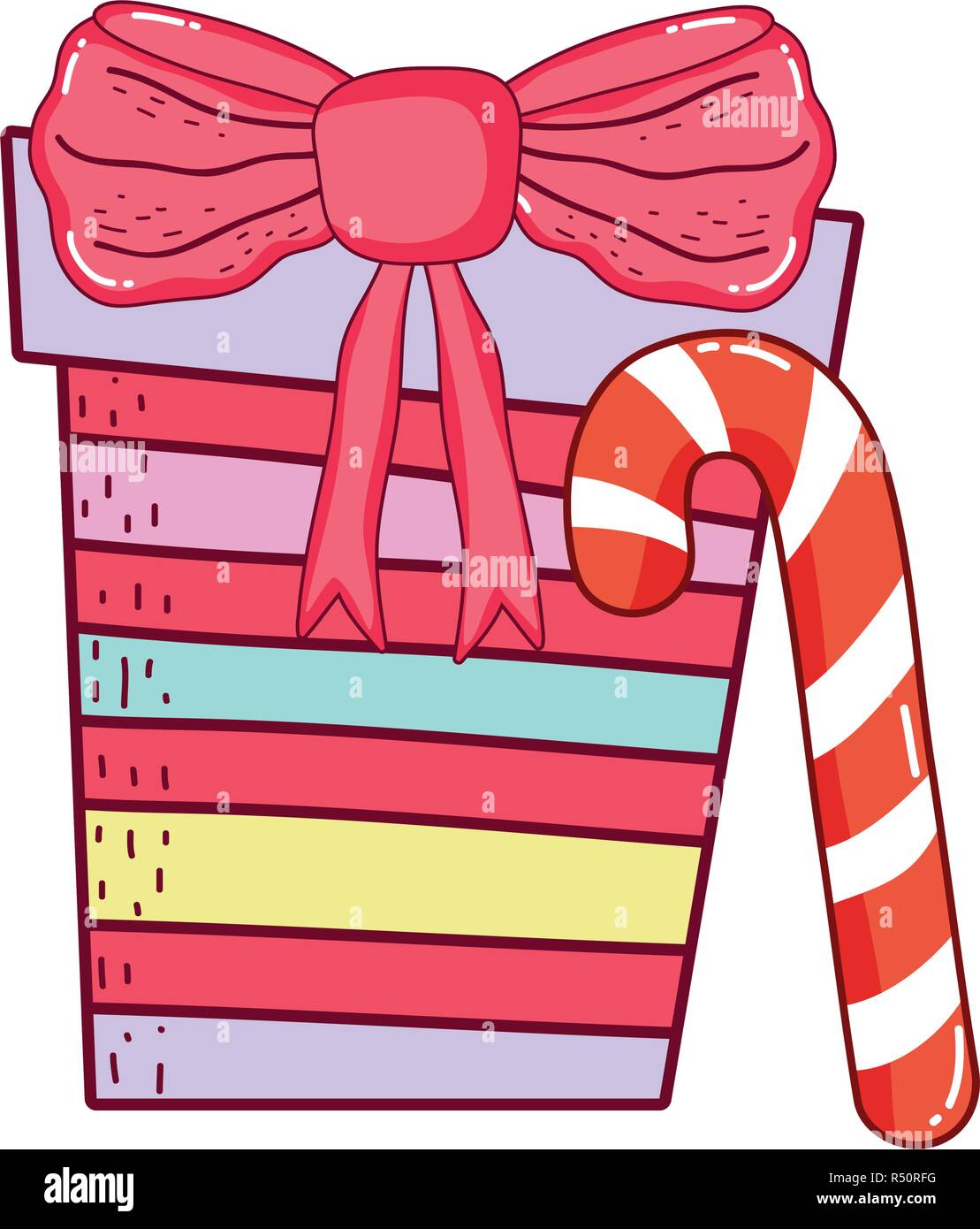 gift box present with cane vector illustration design Stock Vector ...