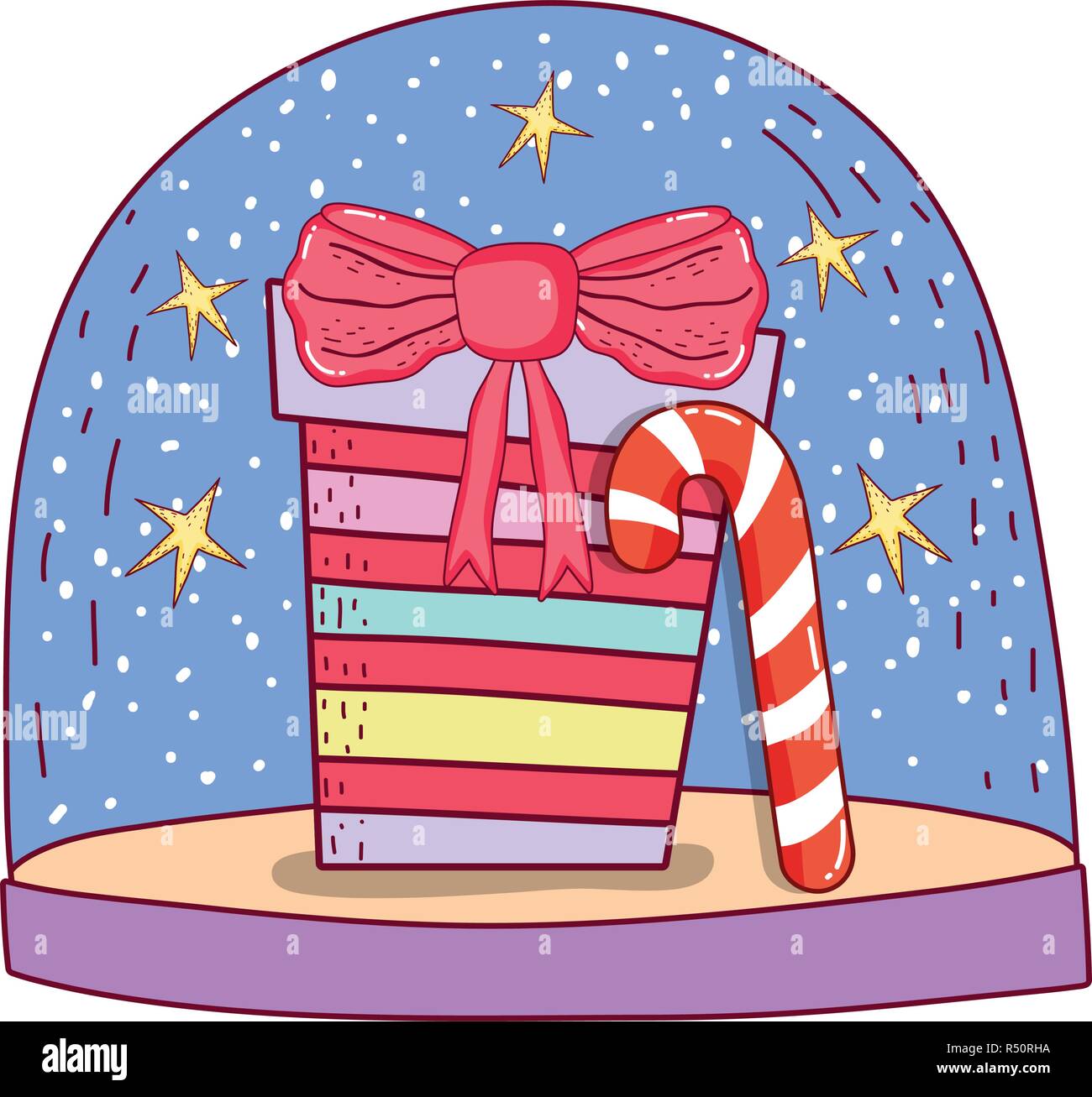 gift box present with cane vector illustration design Stock Vector ...