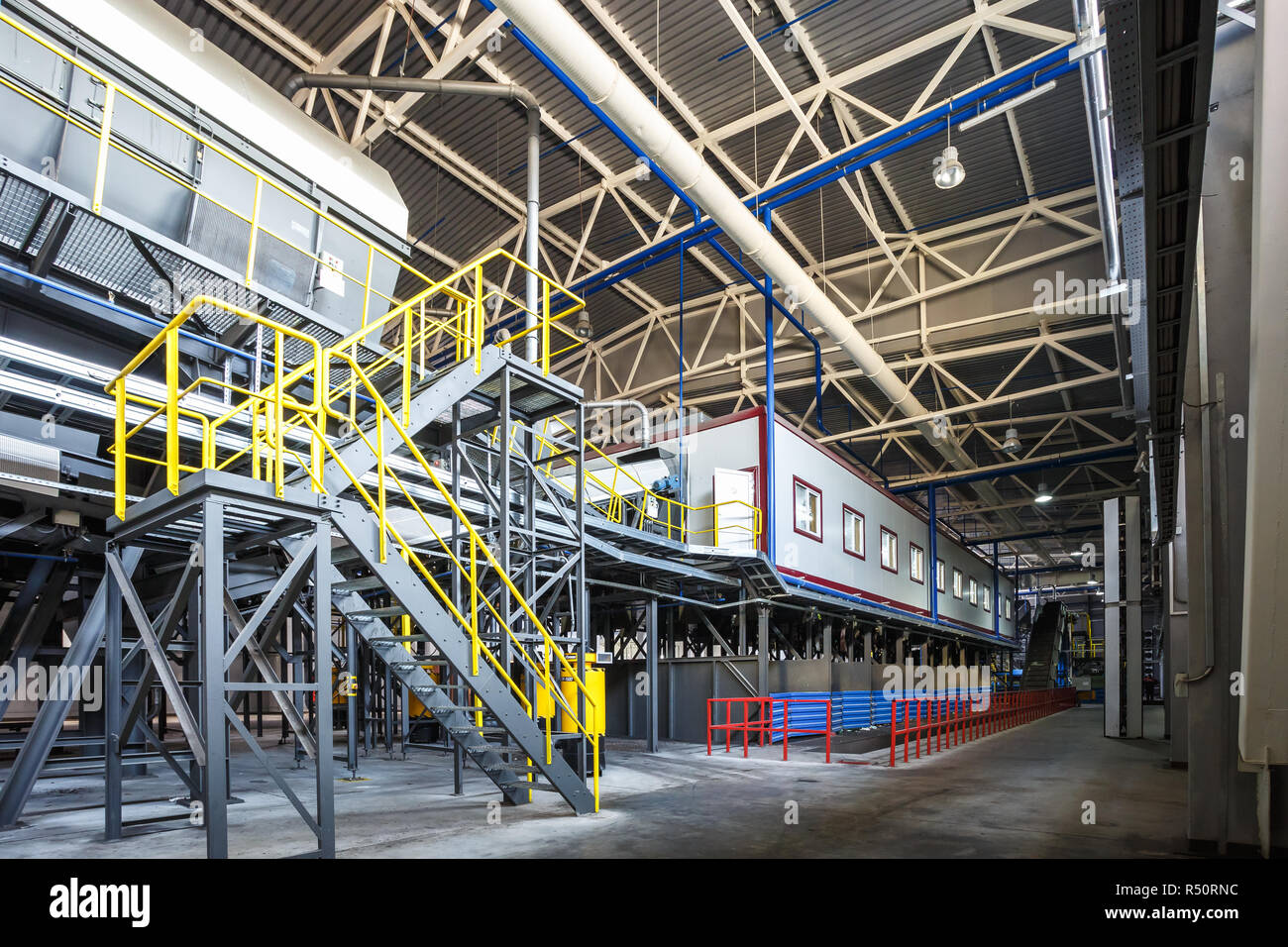 Modern waste recycling processing plant. Separate garbage collection ...