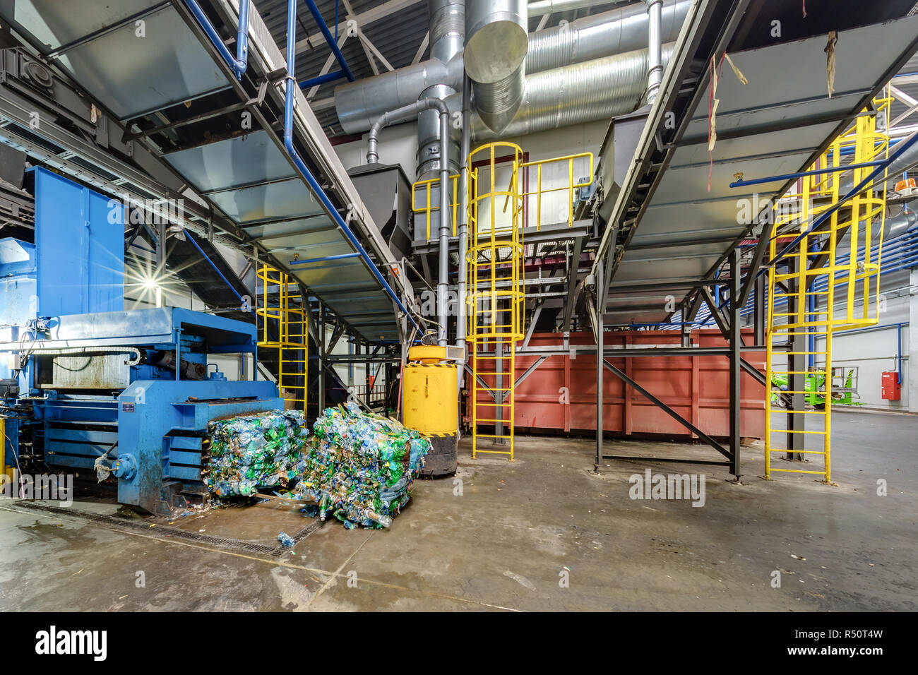 Modern waste recycling processing plant. Separate garbage collection ...