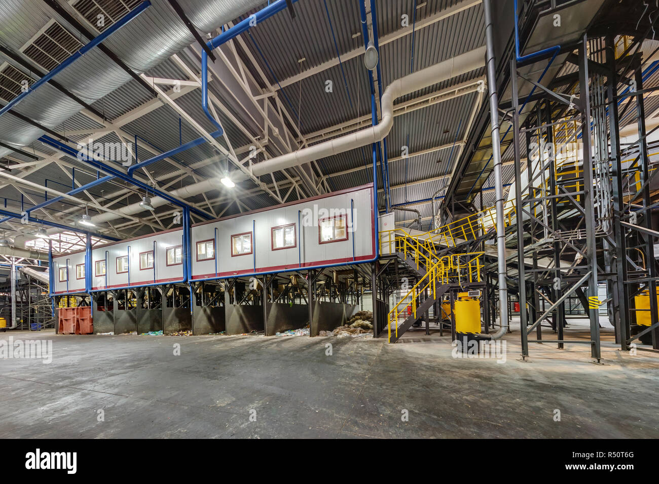 Modern waste recycling processing plant. Separate garbage collection ...