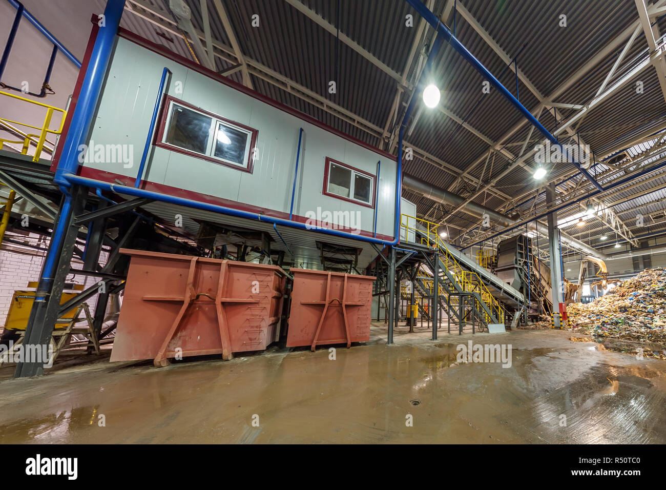 GRODNO, BELARUS - OCTOBER 16, 2017: Modern waste recycling processing ...