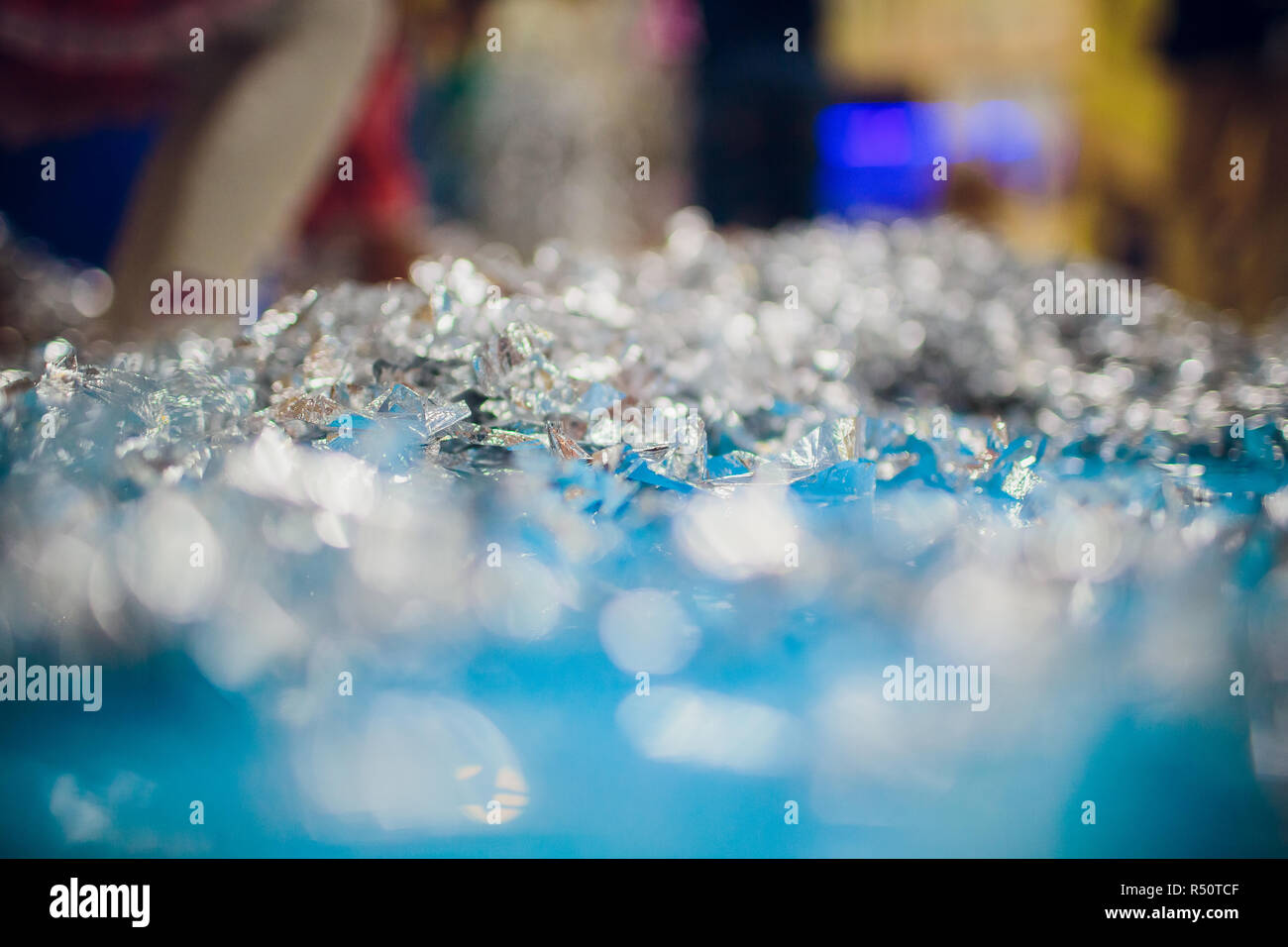 Small pieces crumpled aluminum foils focus on object Stock Photo - Alamy