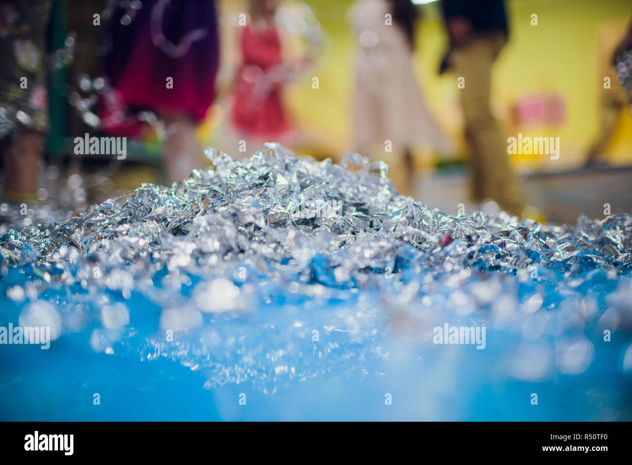 Small pieces crumpled aluminum foils focus on object Stock Photo - Alamy