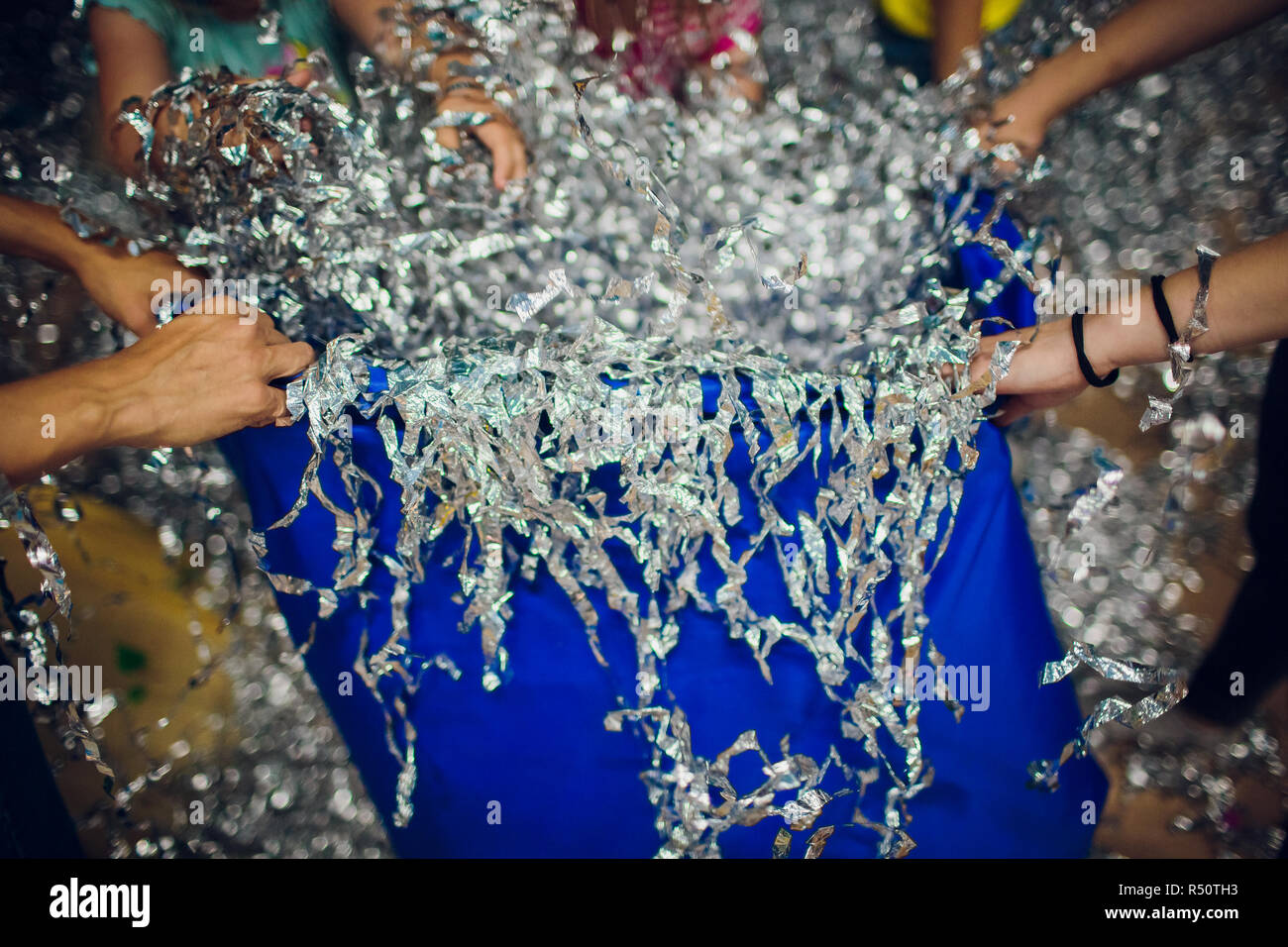 Small pieces crumpled aluminum foils focus on object Stock Photo - Alamy