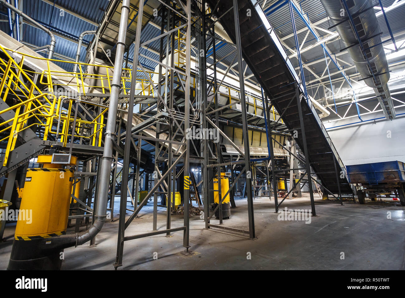 GRODNO, BELARUS - OCTOBER 2018: metal constructions of garbage sorting ...