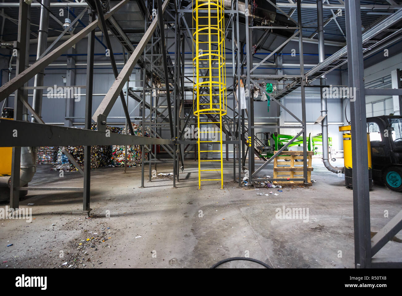 GRODNO, BELARUS - OCTOBER 2018: metal constructions of garbage sorting ...