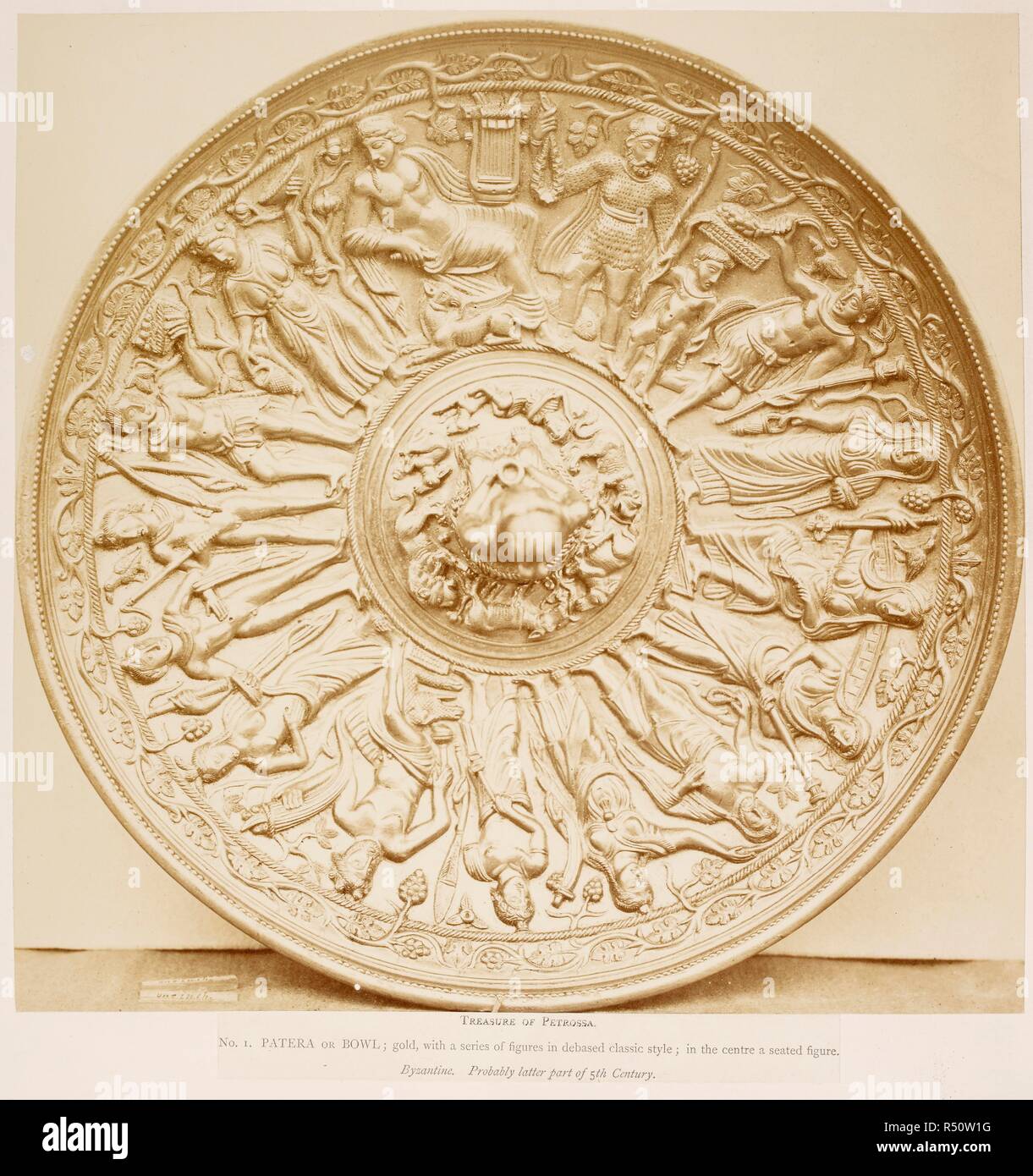 Photograph of circular engraved plate. An archaeological treasure. From ...