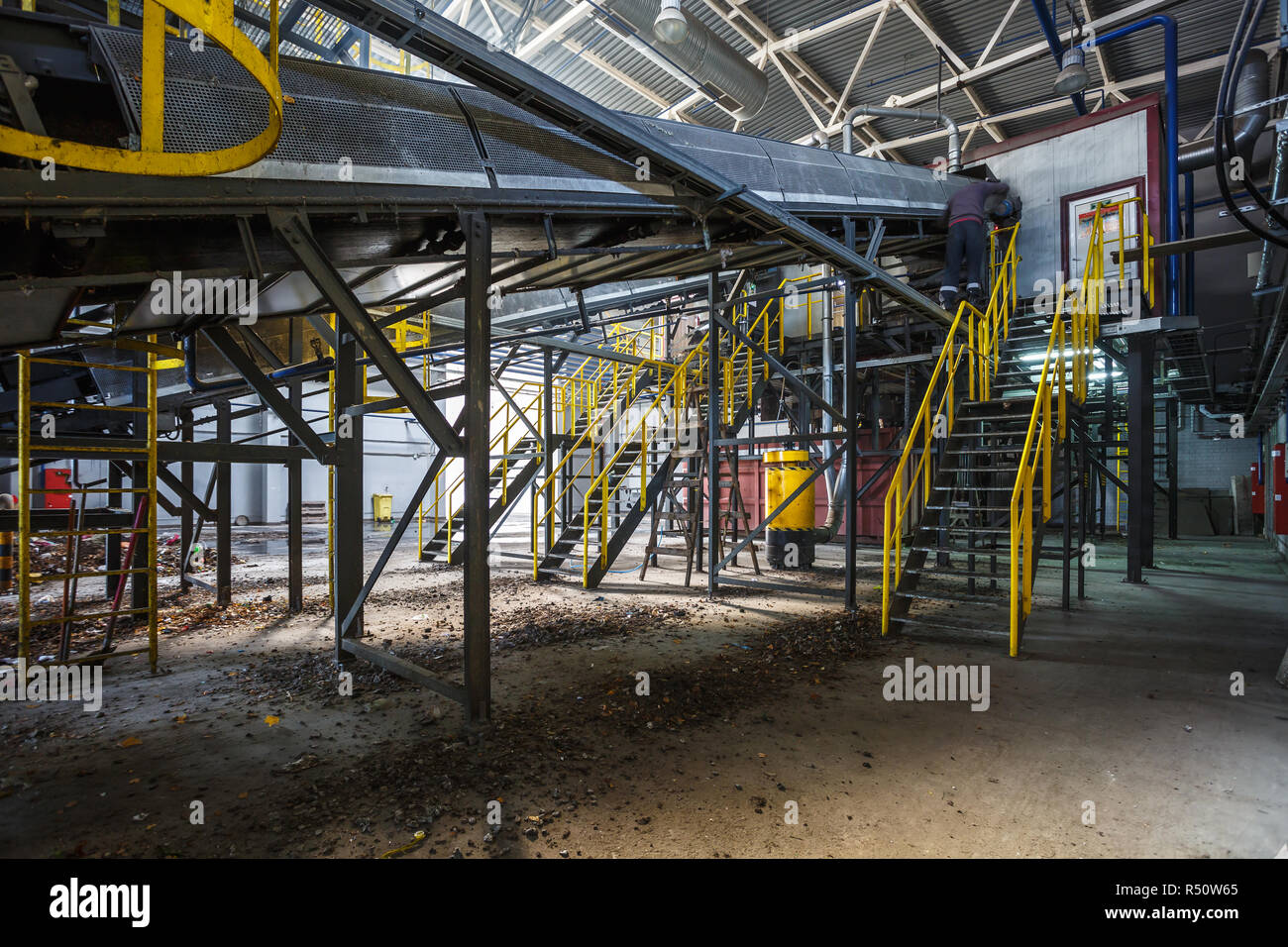 metal truss structures on modern waste recycling processing plant ...