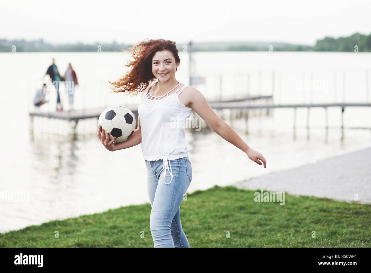 Female soccer player kick hi-res stock photography and images - Alamy