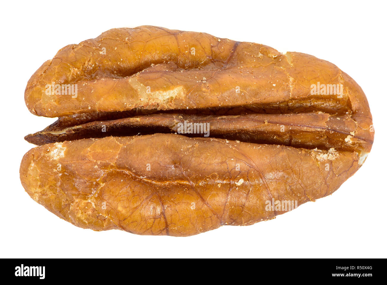 Close-up of pecan nut isolated on white background with clipping path ...