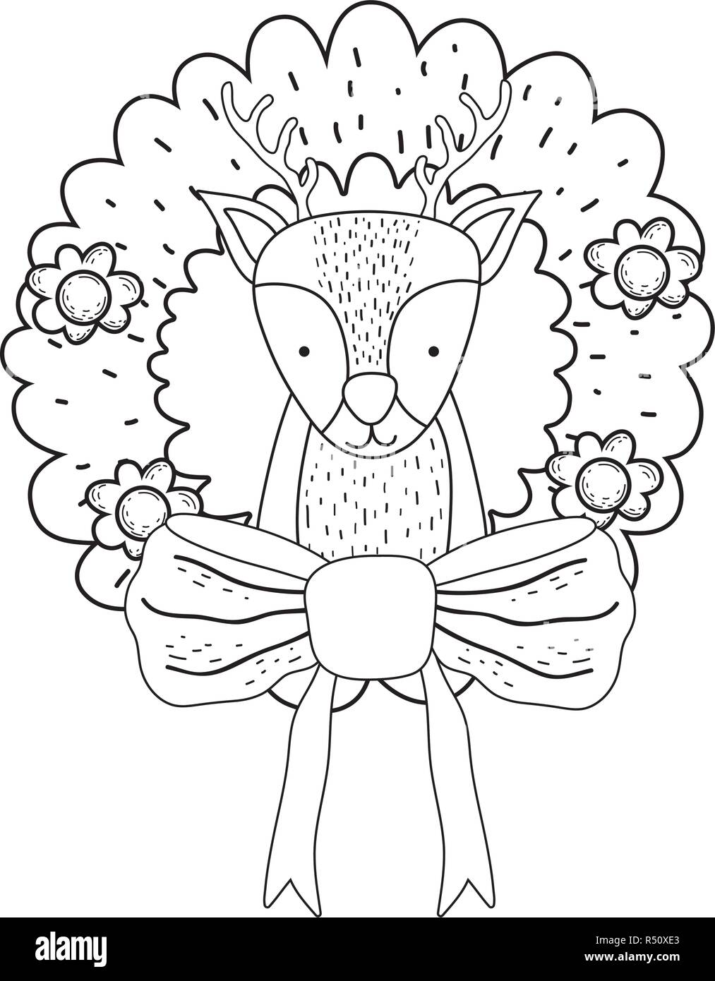 cute christmas reindeer in the snowscape vector illustration design ...