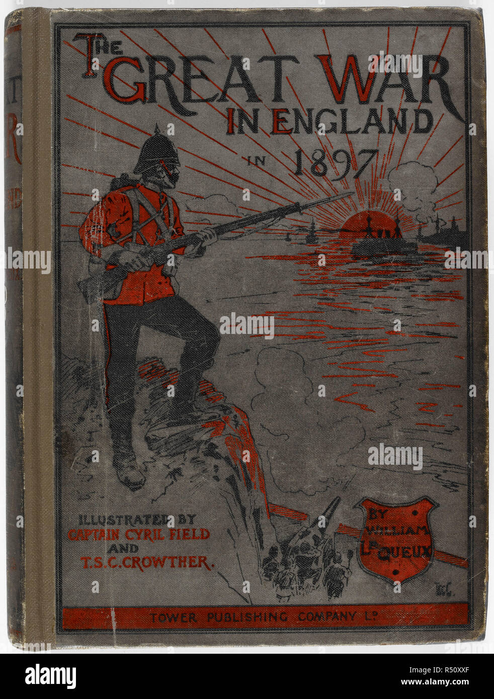 Illustrated cover showing a British soldier standing guard against an ...