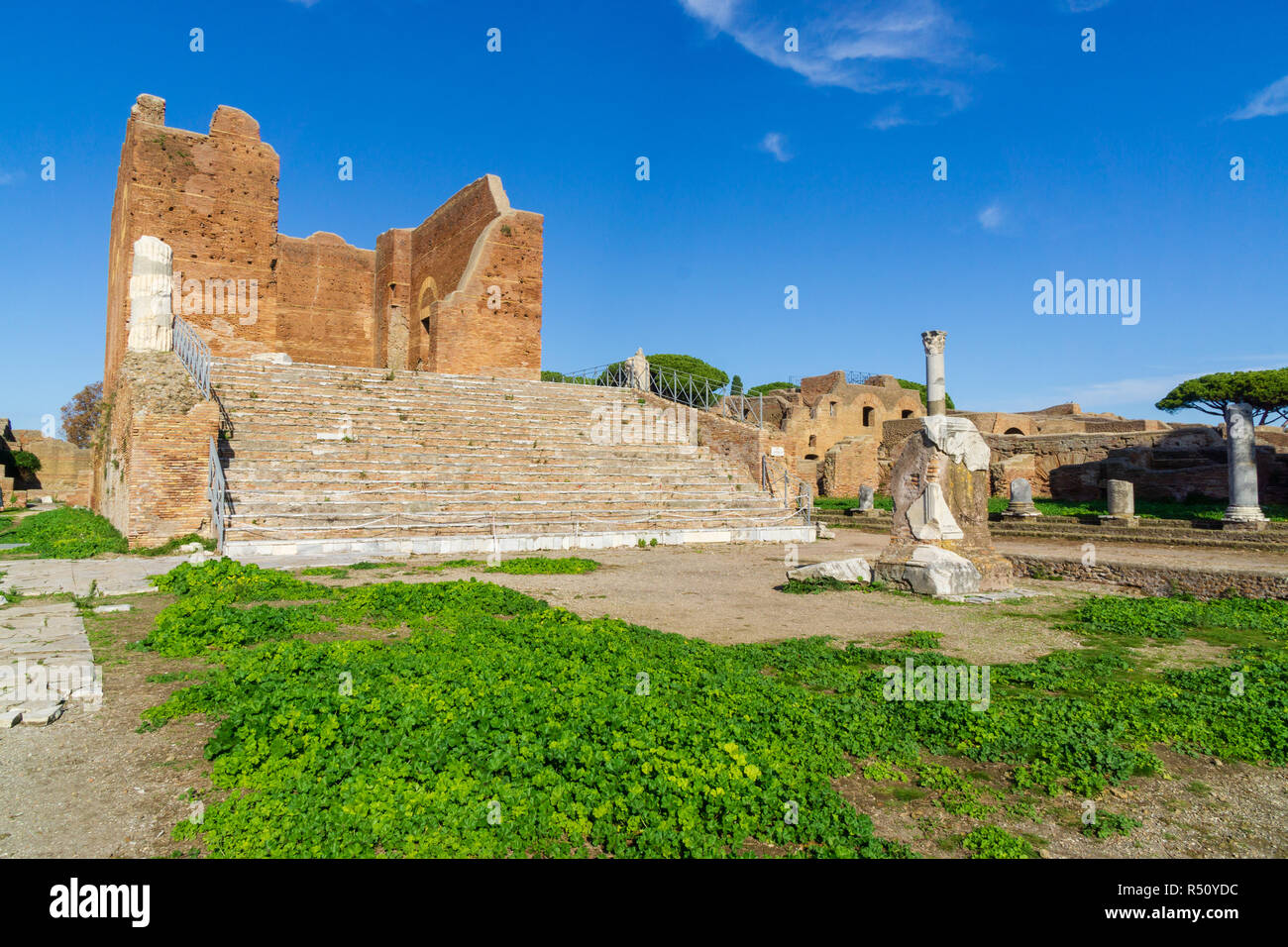Ostia antica in Rome, Italy. Capitolium and Forum square Stock Photo ...