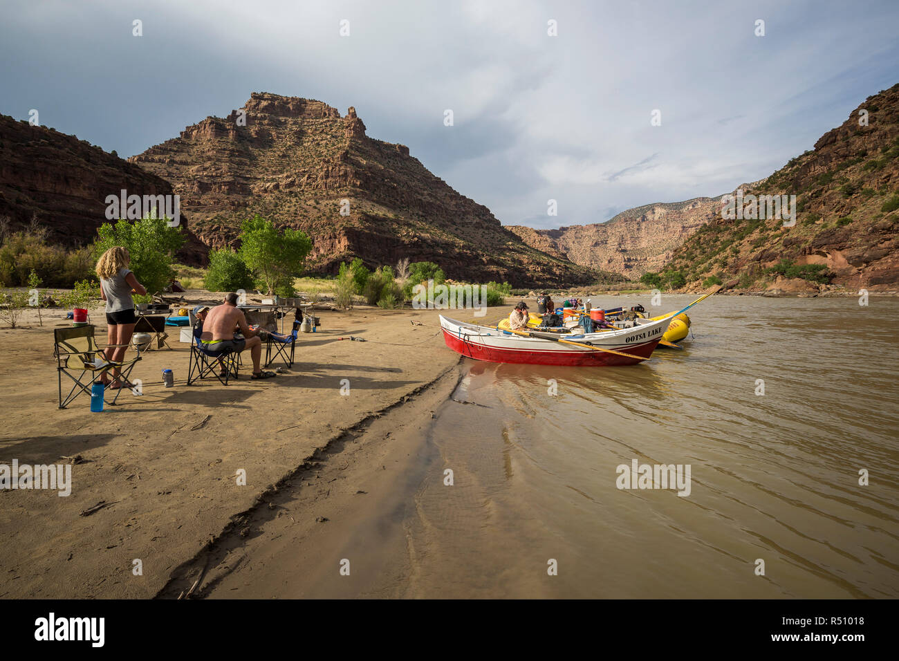 Camp on a Green river rafting trip, Desolation/Gray Canyon section ...