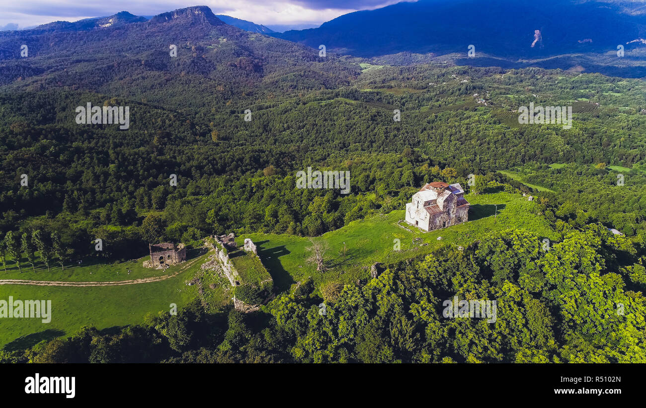 ancient graph ruins Aerial. Abkhazia. old house Stock Photo - Alamy