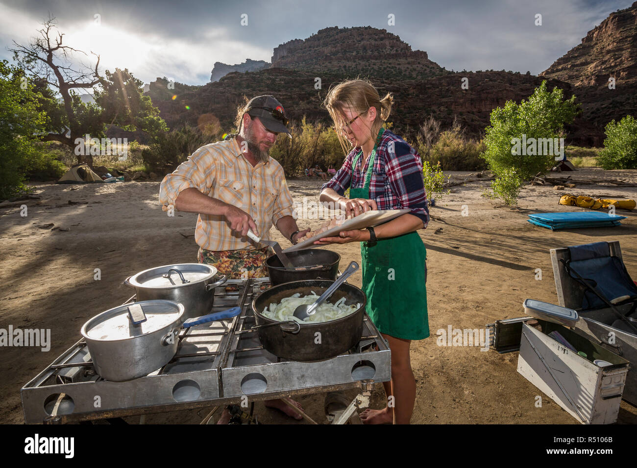 Camp on a Green river rafting trip, Desolation/Gray Canyon section ...