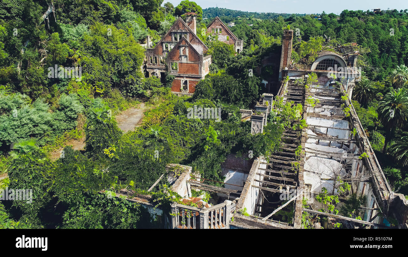 ancient graph ruins Aerial. Abkhazia. old house Stock Photo - Alamy