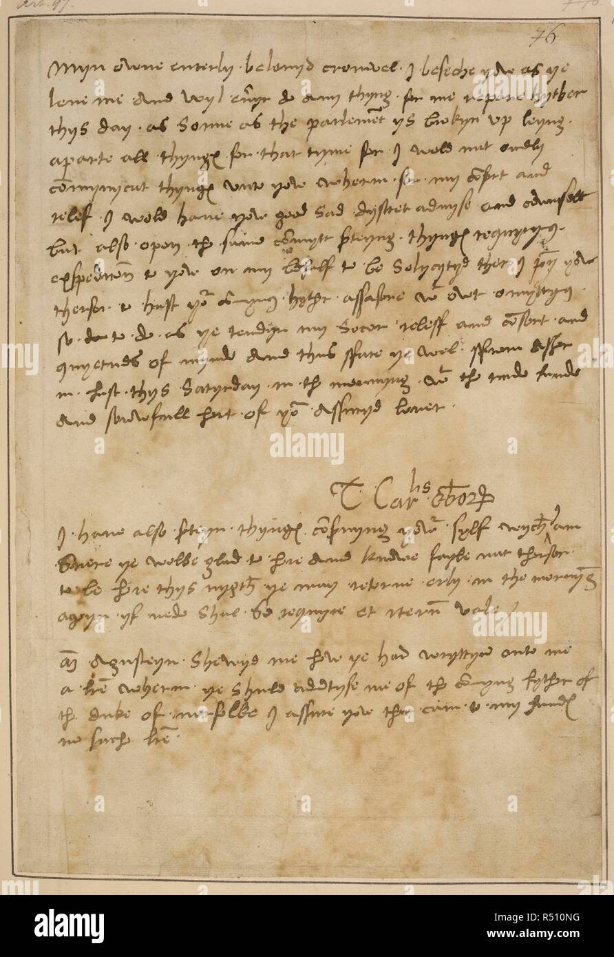 Letter from Thomas Wolsey in distress to Thomas Cromwell. Letter from ...