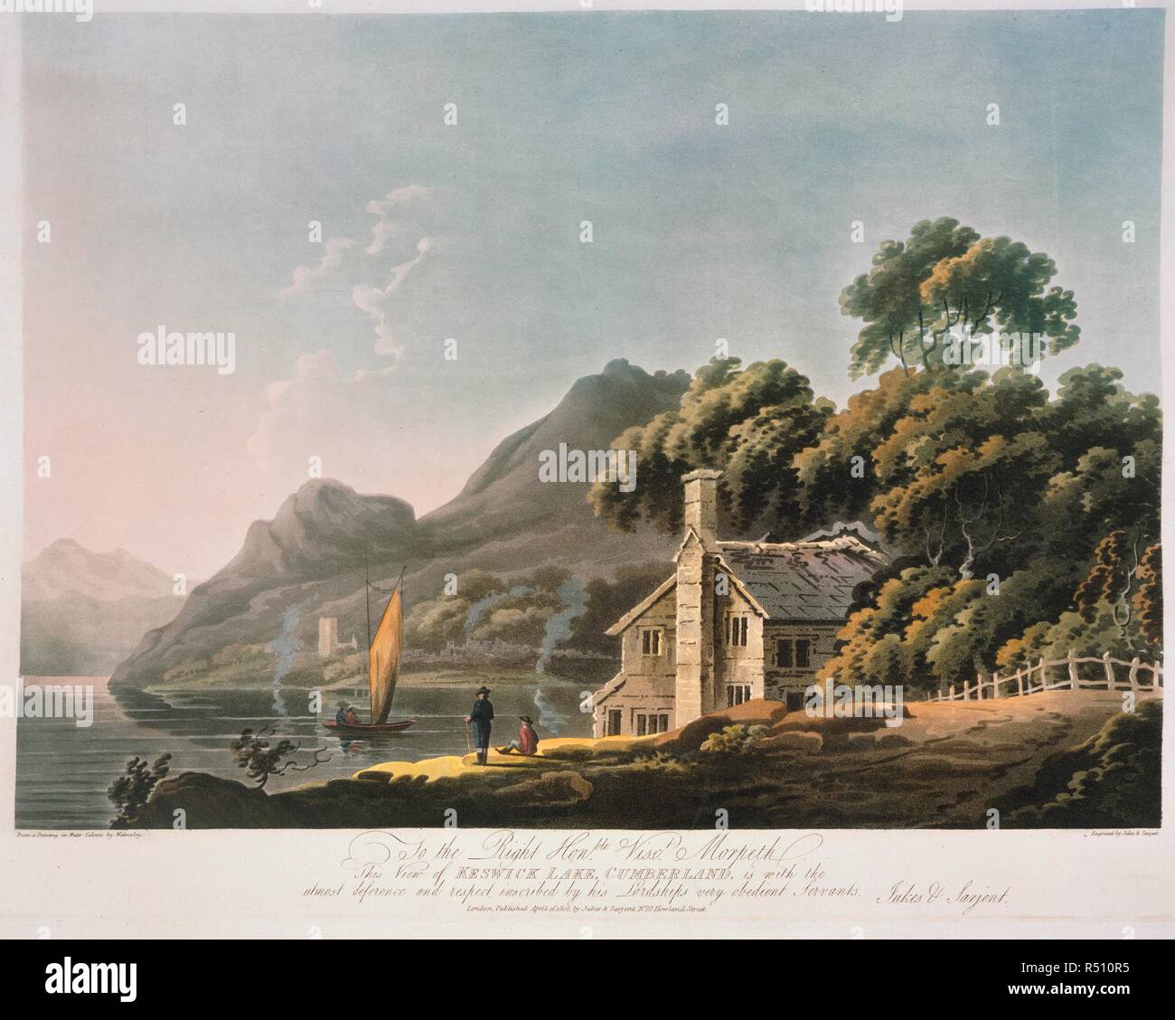 Keswick Lake, Cumberland. View of Keswick Lake, by Walmsley, engraved ...