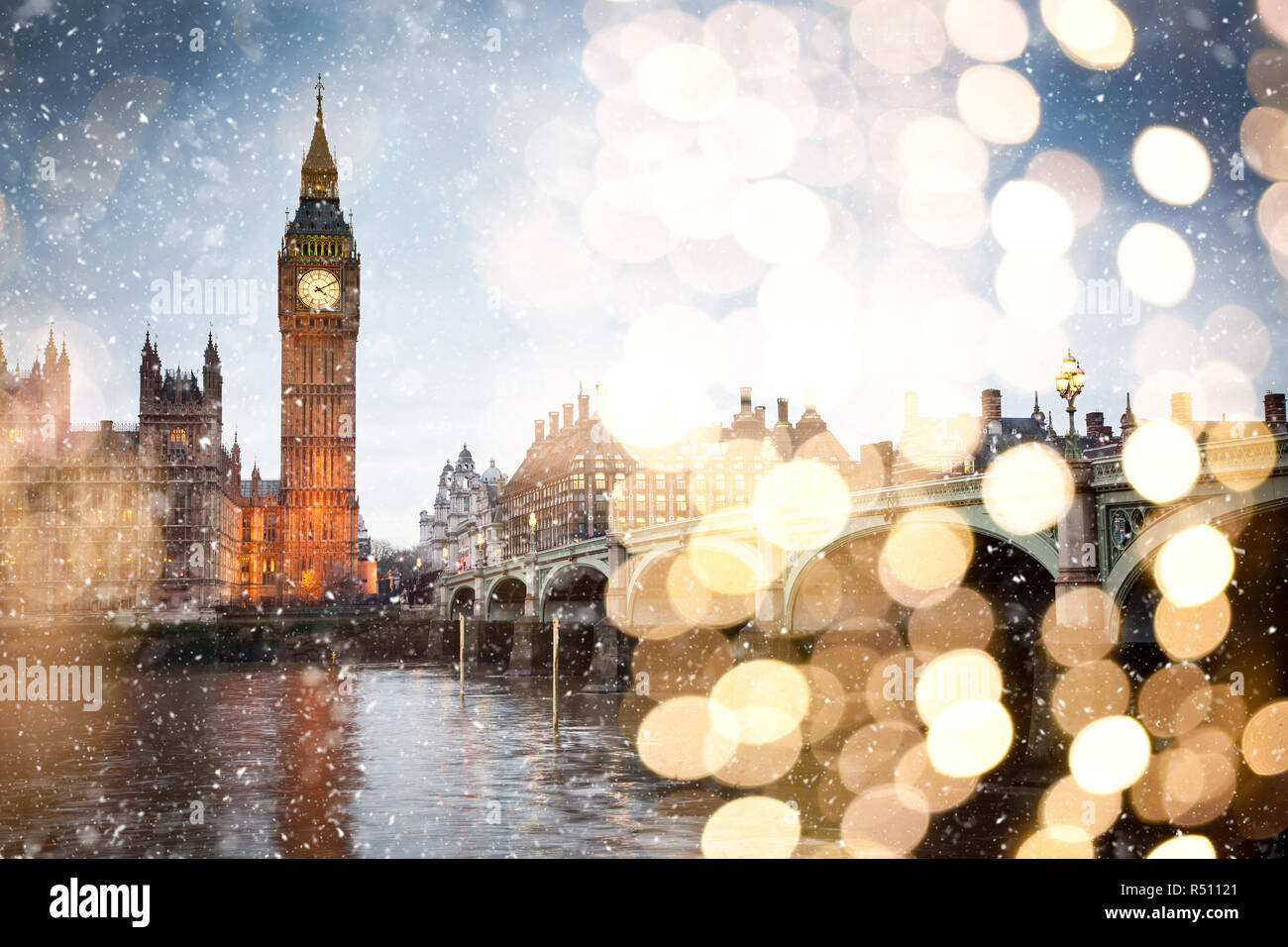 Winter scene westminster bridge in hi-res stock photography and images ...