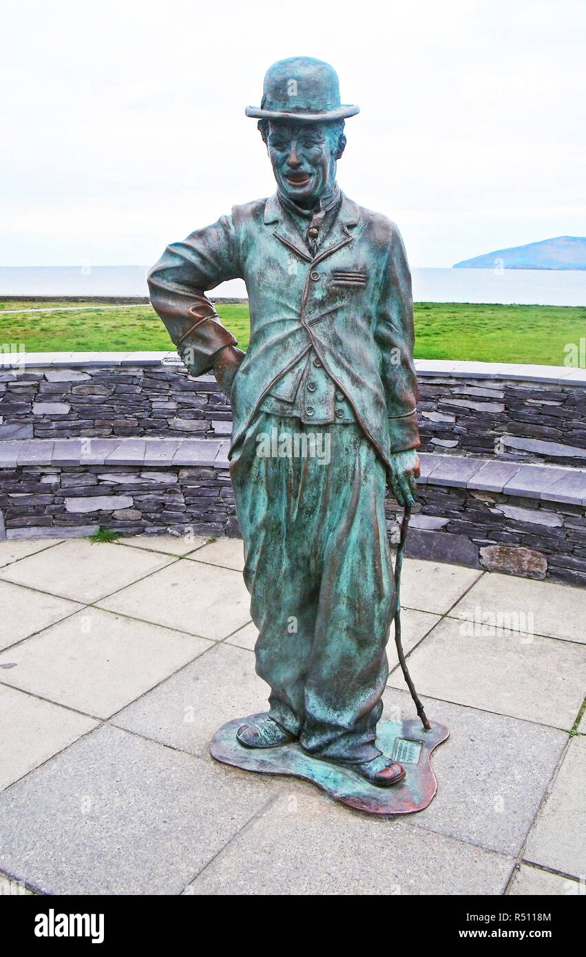 Bronze statue of Charlie Chaplin at Waterville County Kerry Ireland ...