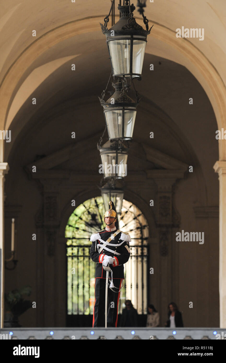 Member of Reggimento Corazzieri (Cuirassiers' Regiment) part of Arma ...