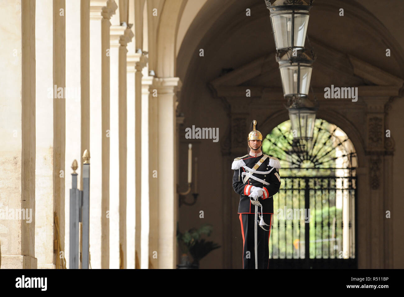 Member of Reggimento Corazzieri (Cuirassiers' Regiment) part of Arma ...