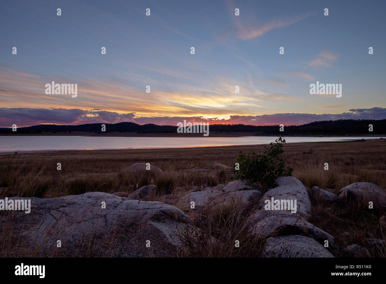 Sunset at Leslie Dam Stock Photo - Alamy