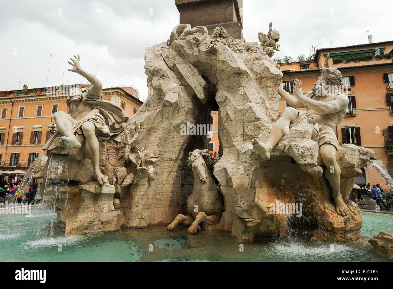 Baroque Fontana dei Quattro Fiumi (Fountain of the Four Rivers ...
