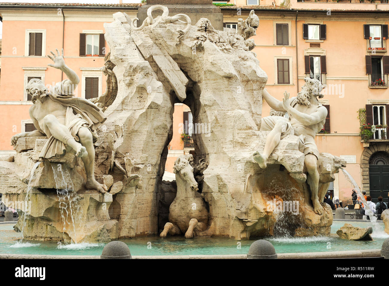 Baroque Fontana dei Quattro Fiumi (Fountain of the Four Rivers ...