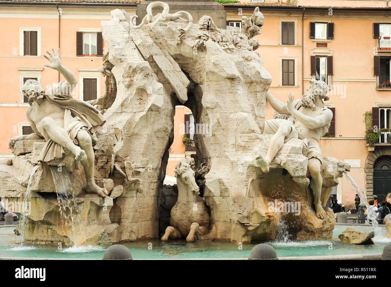 Baroque Fontana dei Quattro Fiumi (Fountain of the Four Rivers ...