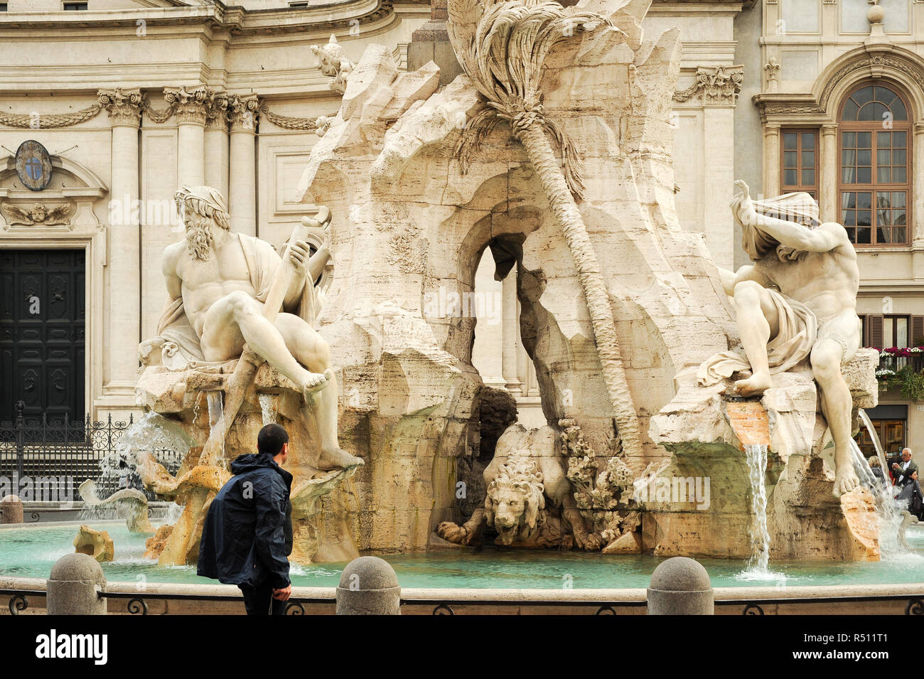 Baroque Fontana dei Quattro Fiumi (Fountain of the Four Rivers ...