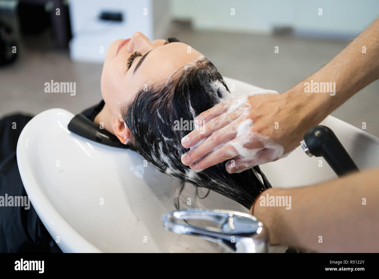 Woman Shampooing Hair Stock Photos & Woman Shampooing Hair Stock Images ...