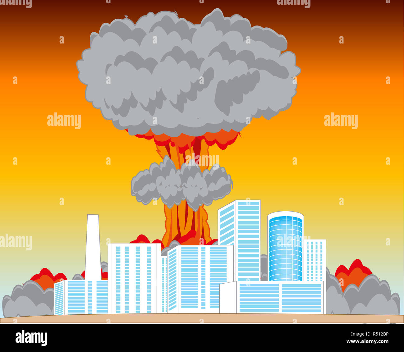 Nucleus blast and city Stock Photo - Alamy