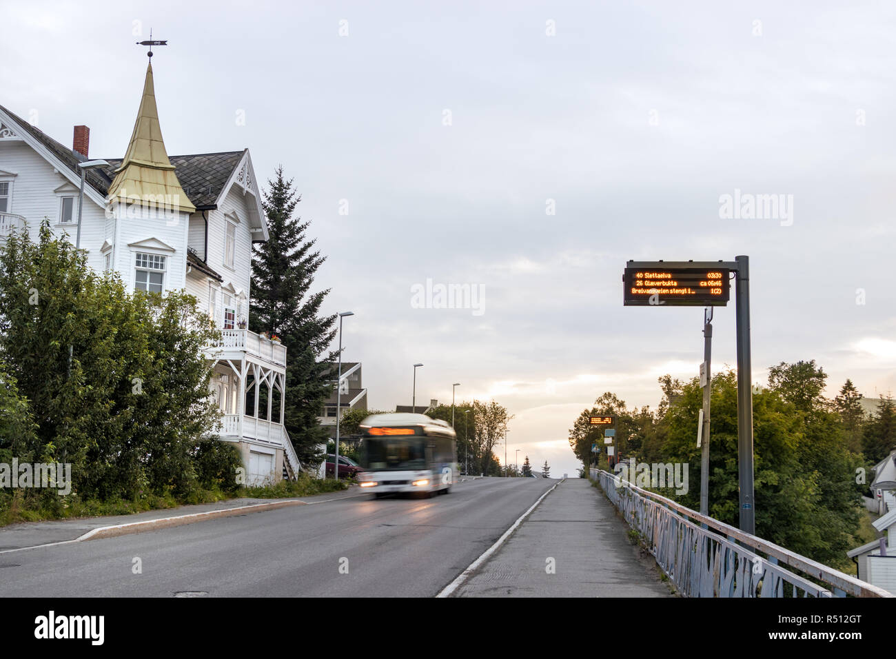 An electronic bus stop with timetable in Tromso, Norway Stock Photo - Alamy