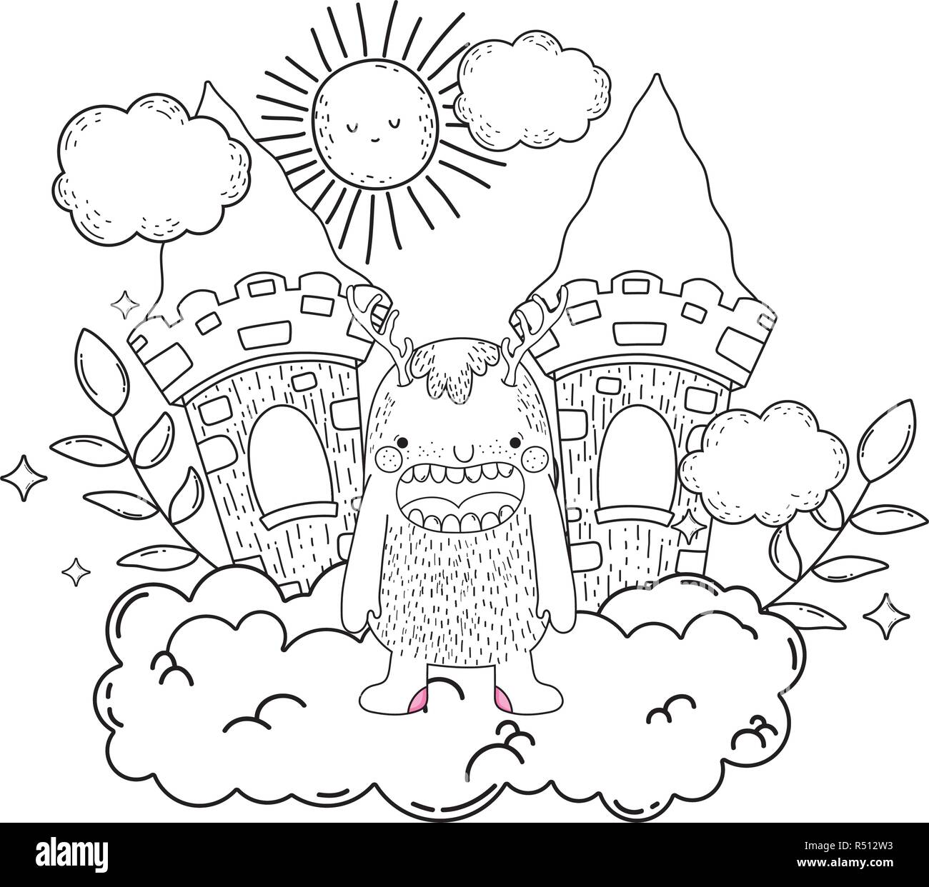 fairytale monster with castle character Stock Vector Image & Art - Alamy