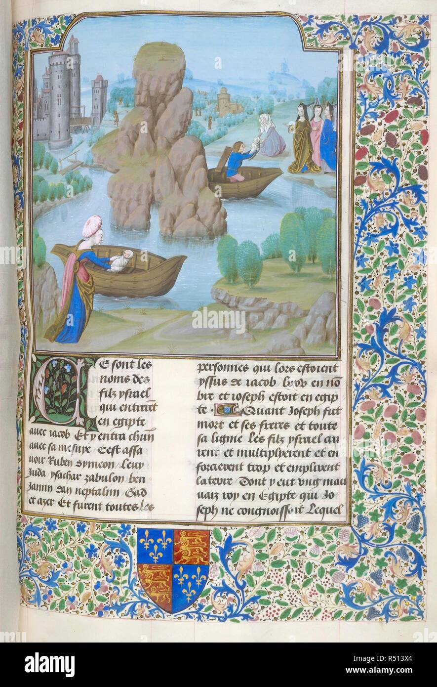 Finding of Moses. Bible Historiale. S. Netherlands [Bruges?]; 1479 ...