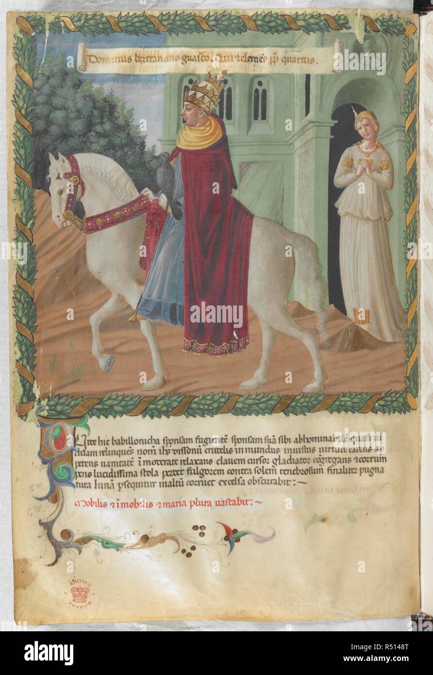 Miniature of Pope Clement IV riding out of Rome. Vaticinia de ...