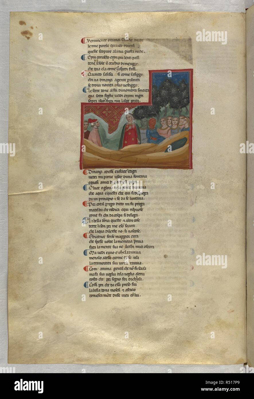 Purgatorio: Statius, Dante, Beatrice and the seven virtuous women, with ...