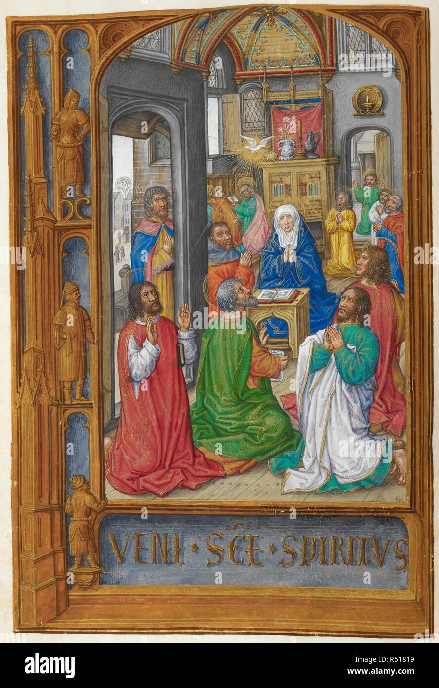 The Pentecost. Architectural border. Hours of the Virgin, etc. Late ...