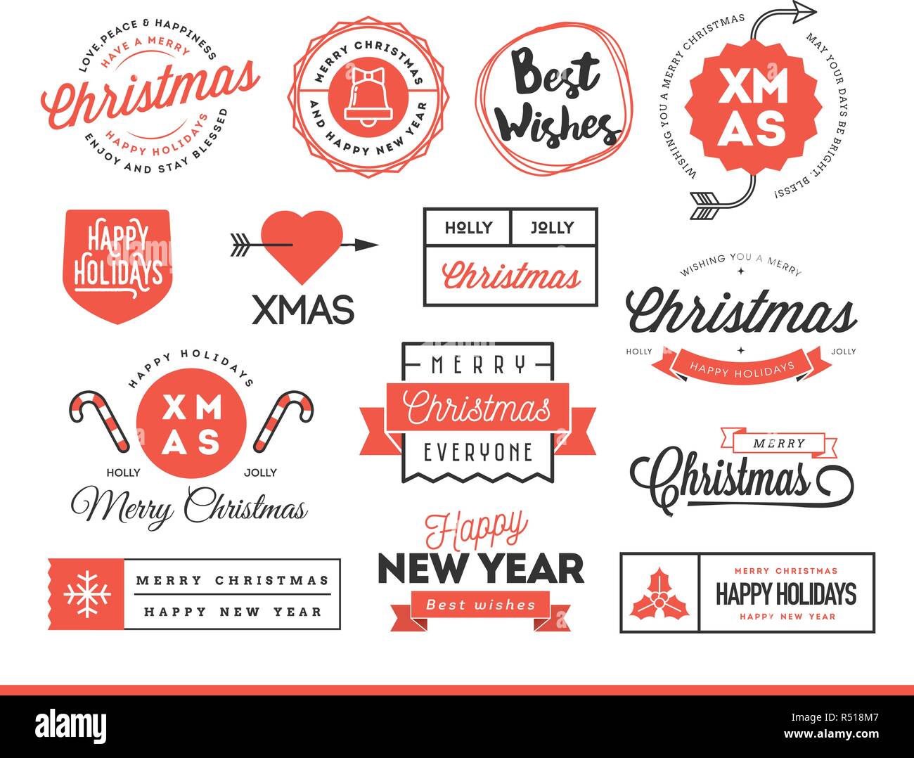 Set of beautiful Christmas themed labels, badges and logos Stock Vector ...