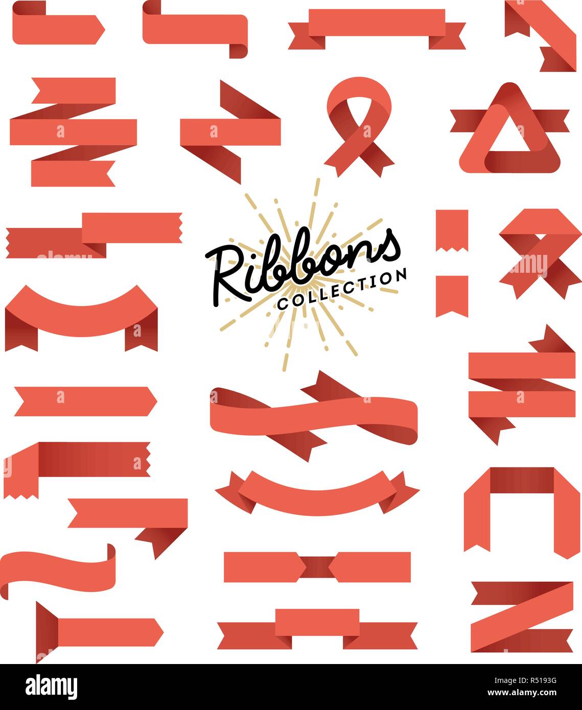 Set of variously shaped ribbon banners, flat design Stock Vector Image ...