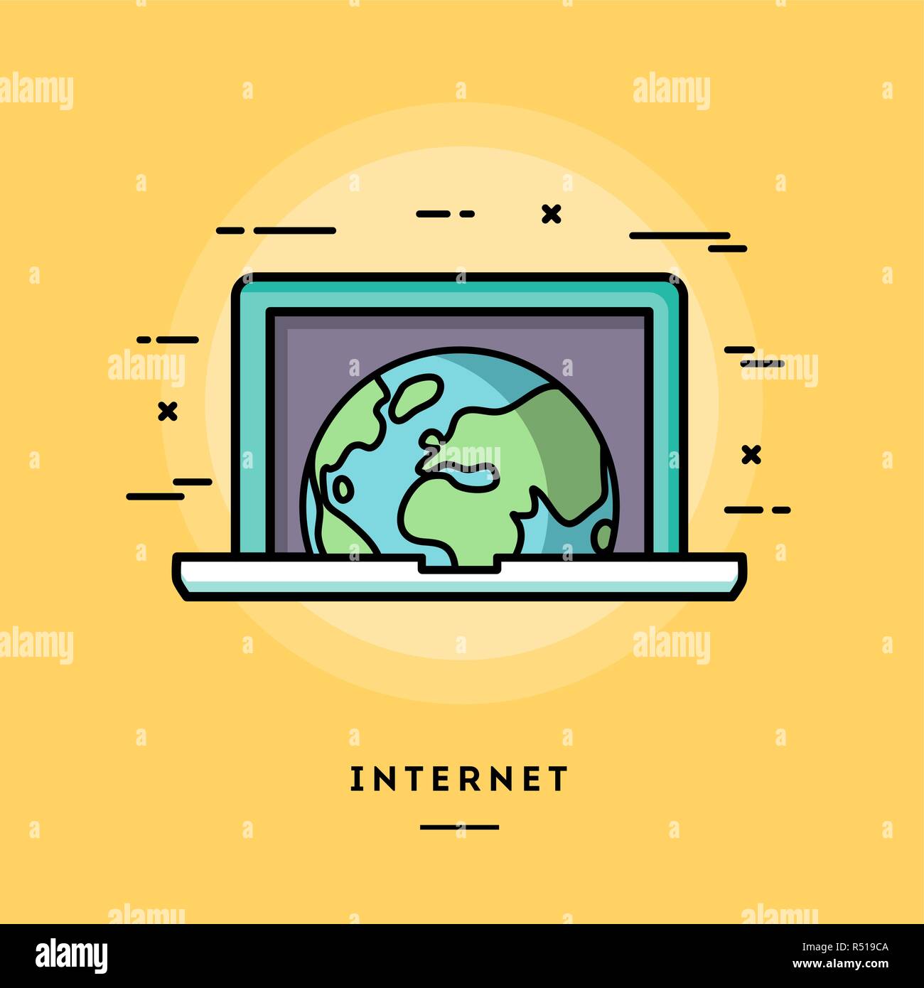 Internet, flat design thin line banner Stock Vector Image & Art - Alamy