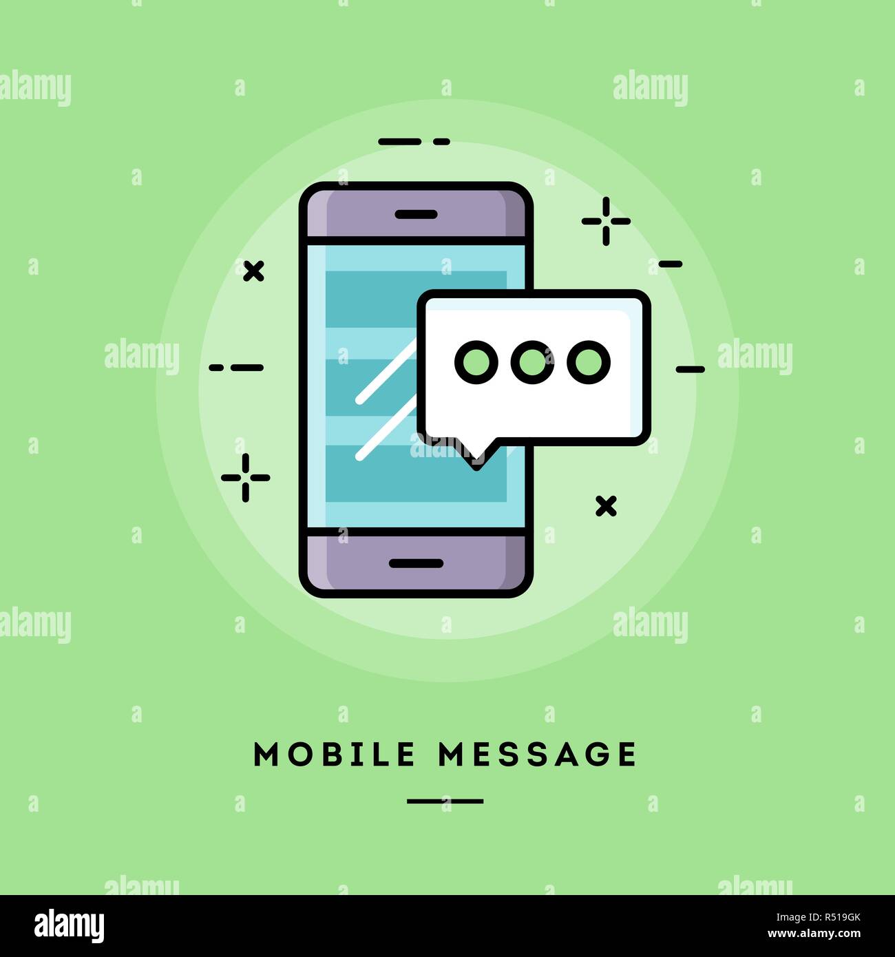 Mobile message, flat design thin line banner Stock Vector Image & Art ...